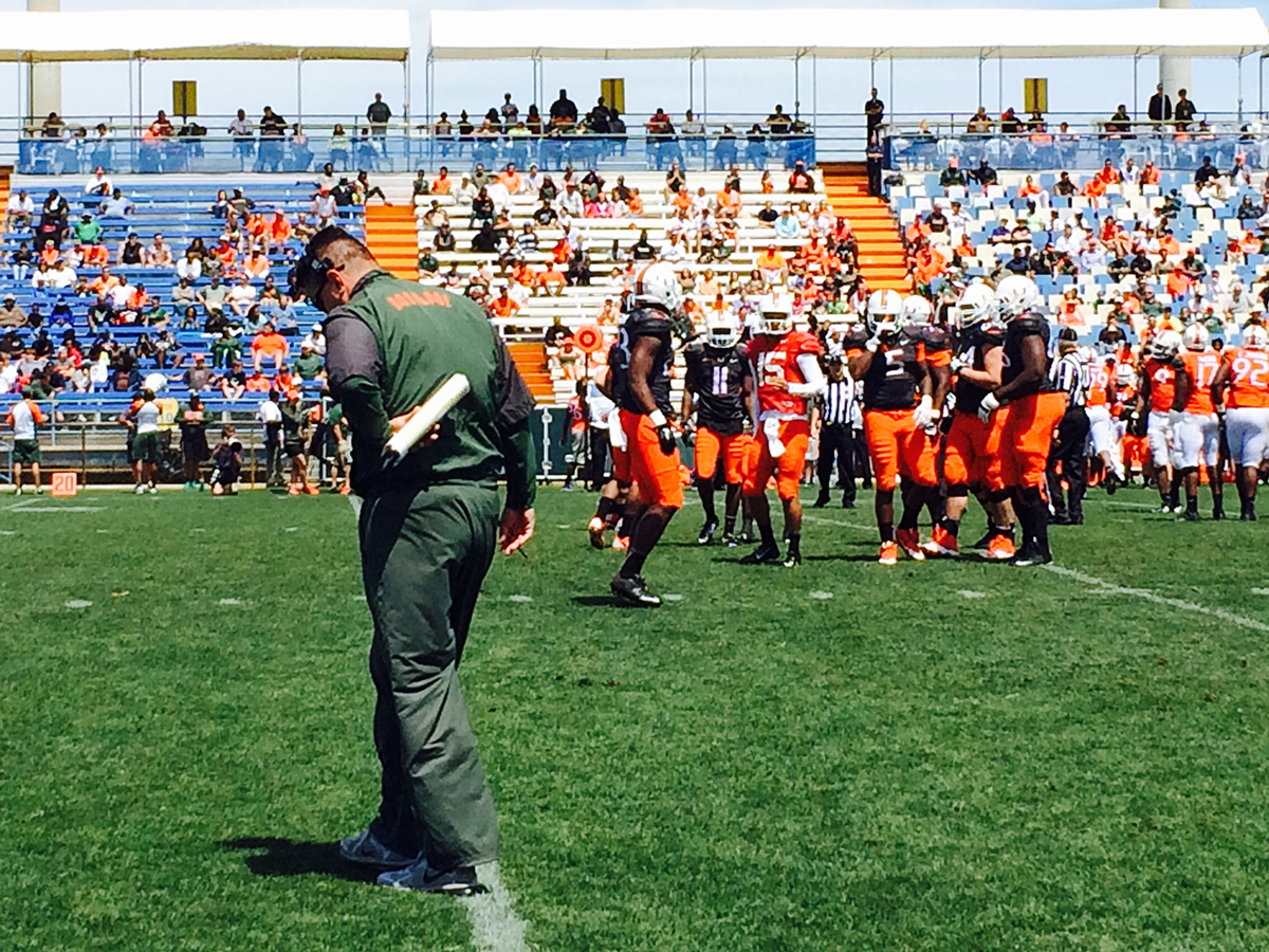 Offense faces defense in Canes football scrimmage - The Miami Hurricane